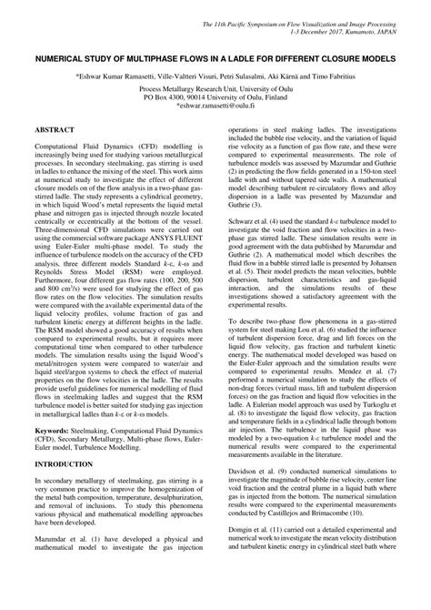 PDF Numerical Study Of Multiphase Flows In A Ladle For Different Closure Models