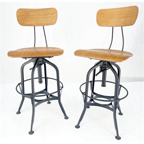 Industrial Style Molded Plywood Seats Industrial Drafting Stools Chairish