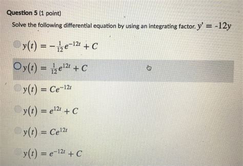 Solved Question point Find the integrating factor μ t Chegg