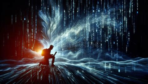 Digital Transformation With Code And Light Effects Stock Illustration Illustration Of Laptop