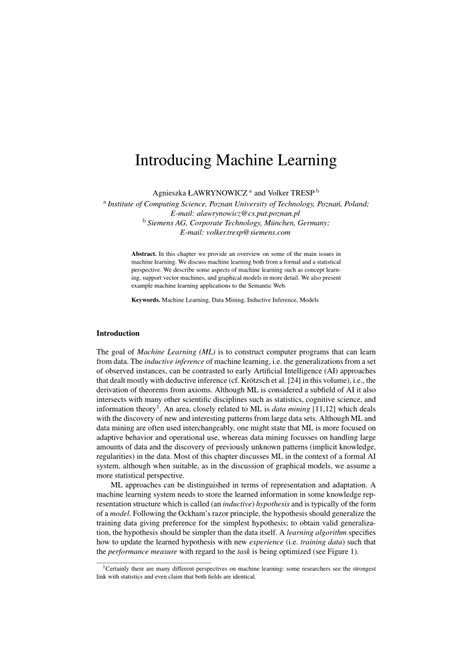 Pdf Introducing Machine Learning