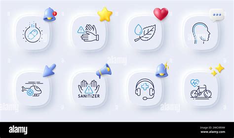 Capsule Pill Head And Cardio Bike Line Icons For Web App Printing Vector Stock Vector Image