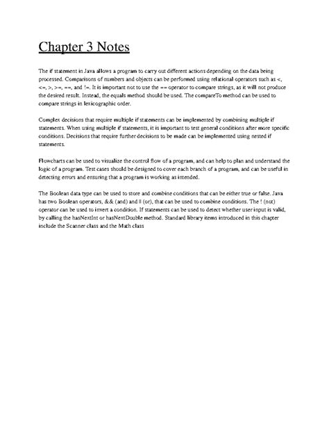 Cse 2221 Notes Chapter 3 Chapter 3 Notes The If Statement In Java Allows A Program To Carry