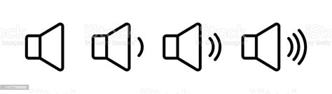 볼륨 아이콘입니다 메가폰 로그인 라인 검은색의 사운드 기호 음악 아이콘 세트 라우드 스피커 기호를 윤곽선으로 표시합니다 윤곽선 사운드 기호 룬에있는 메가폰 스톡 벡터 0명에