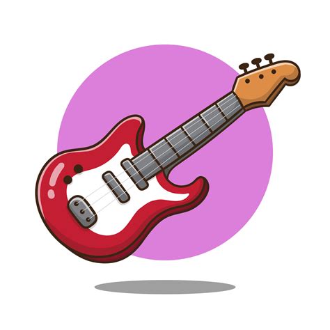 Cartoon Vector Illustration Electric Guitar Colorful Musical Instrument
