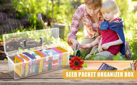 Amazon Com Seed Packet Organizer Box Plastic Portable Seed Packet Storage Box Seed Storage