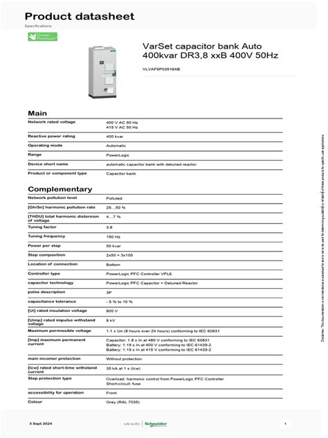 Schneider Electric Powerlogic Pfc Capacitor Banks Vlvaf5p03518ab Pdf Capacitor Transformer