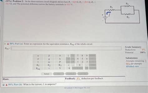 Solved 11 Problem 2 In The Three Resistor Circuit