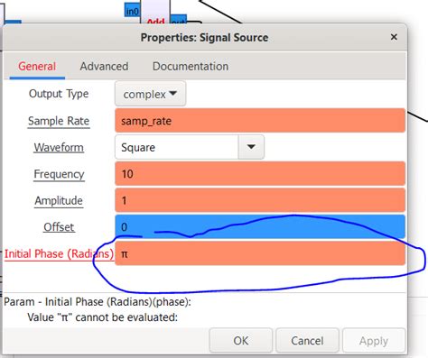 How To Write A Pi Value Into Parameters Field Initial Phase Radians
