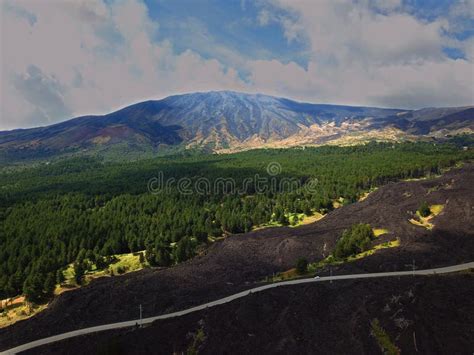Mount Etna Volcanic Landscape And Its Typical Vegetation Sicily Stock Image Image Of Volcanic