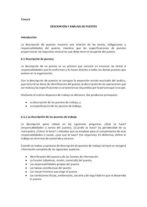 PDF Tema DESCRIPCIÓN Y ANÁLISIS DE PUESTOS PDF file Métodos cualitativos para