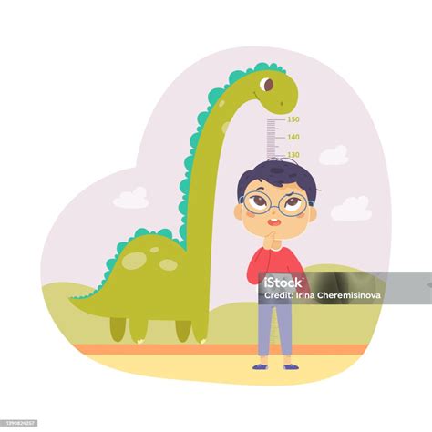 유치원을위한 어린이 높이 측정 차트 공룡의 높이까지 성장하고자하는 소년 공룡에 대한 스톡 벡터 아트 및 기타 이미지 공룡 신장계 클립아트 Istock