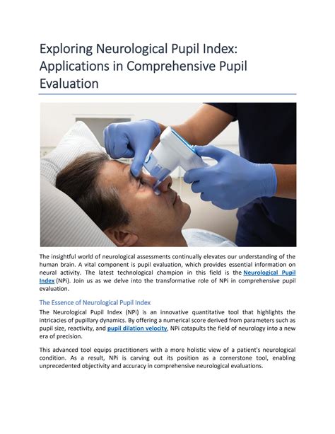 Exploring Neurological Pupil Index Applications In Comprehensive Pupil Evaluation By Neuroptics