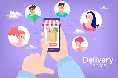 모바일 앱의 빠른 배달 서비스 디자인 컨셉 디지털 마케팅을 위한 온라인 배달 서비스 플랫 디자인 배너 일러스트 컨셉 인터넷 전자