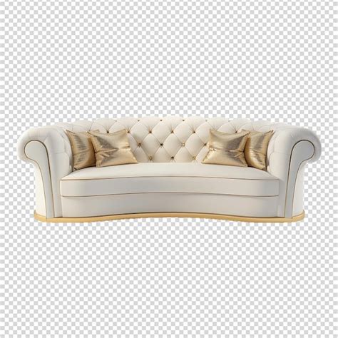 Роскошный белый и золотой диван изолирован на прозрачном фоне Png Премиум Ai сгенерированный Psd