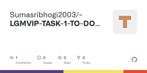 GitHub Sumasribhogi LGMVIP TASK TO DO LIST