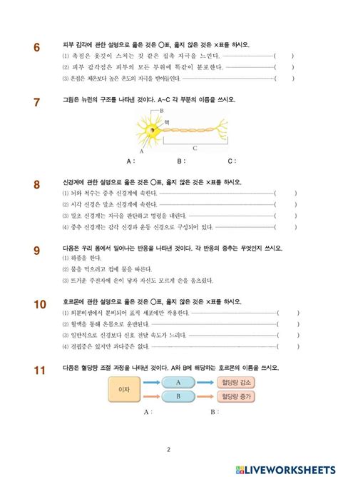 자극과반응 개념문제 Online Exercise For Live Worksheets