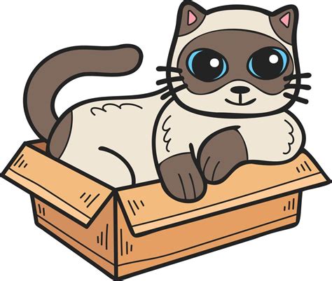 Hand Drawn Cat In Box Illustration In Doodle Style 17301780 Vector Art