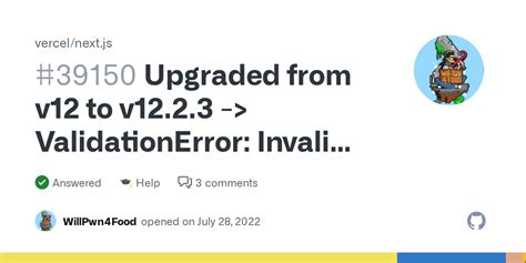 Upgraded From V12 To V1223 Validationerror Invalid Configuration
