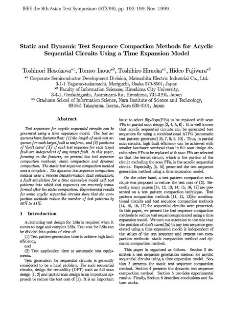 Pdf Static And Dynamic Test Sequence Compaction Methods For Acyclic