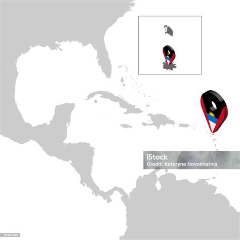 위치지도 앤티가 바부다지도 중앙 아메리카에 3d 앤티가 바부다 플래그지도 마커 위치 핀 높은 품질의지도 앤티가 바부다 벡터