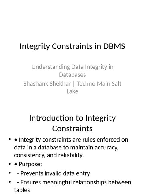 Integrity Constraints Dbms Pdf
