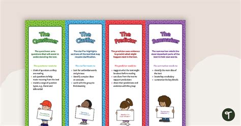 Reciprocal Teaching Role Cards Teach Starter Worksheets Library