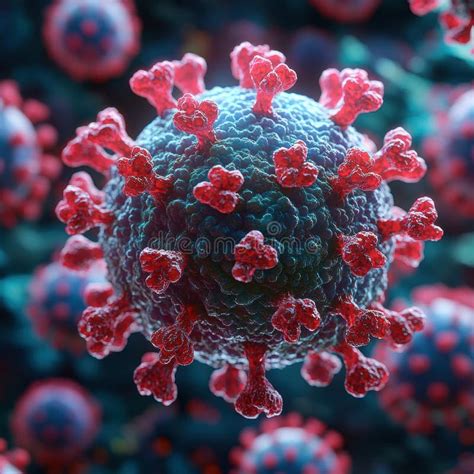 Vibrant Electron Microscopic Image Of A Virus Or Group Of Viruses With