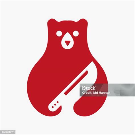 곰 나이프 로고 부정적인 공간 벡터 템플릿 곰 들고 칼 기호 강철에 대한 스톡 벡터 아트 및 기타 이미지 강철 곰 금속