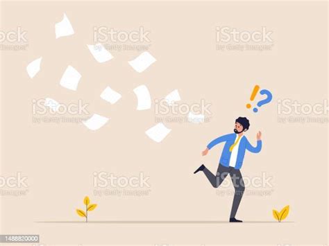 번아웃과 우울증 개념 문제와 문제로 스트레스를 받고 지치고 지치고 불안합니다 압도 또는 작업 과부하 공황 발작 또는 충격 두려운 사업가가 서류 작업에서 도망칩니다 겁먹은에