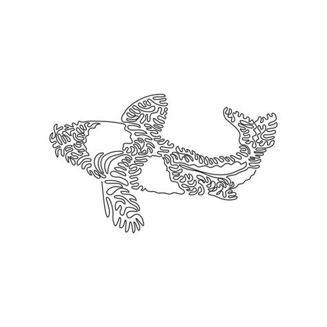 Single Curly One Line Drawing Of Beautiful Koi Abstract Art Continuous