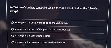 Solved A Consumers Budget Constraint Would Shift As A