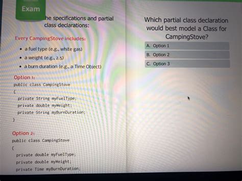Solved Exam E Specifications And Partial Class Declarations