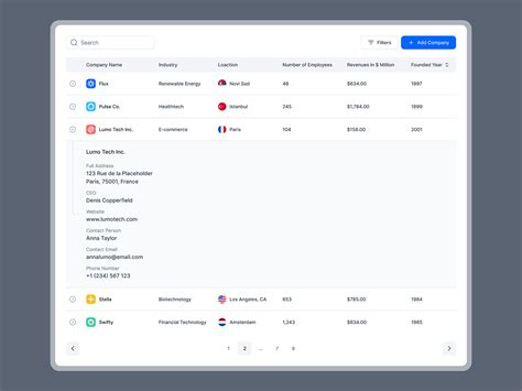 expanded table ui beyond ui by beyond ui on dribbble
