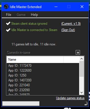 BUG Hours Not Counting Up On Idled Game Issue 395 JonasNilson Idle Master Extended GitHub