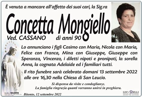 Concetta Mongiello Ved Cassano Bitonto Necrologi Web