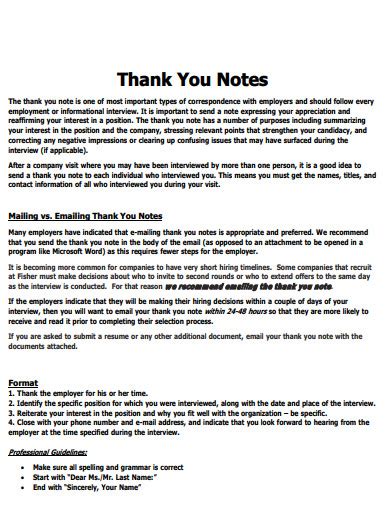 FREE 10 After Interview Thank You Note Samples In PDF
