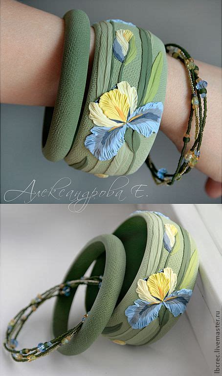 Комплект браслетов Голубые ирисы в интернет магазине на Ярмарке Мастеров Санкт Петербург… в