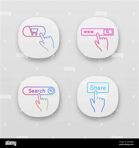 Click App Icons Set Buy Search Bar Share Uiux User Interface Web Or Mobile Applications