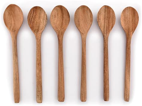 6pcs Cooking Spoons Acacia Wood Spoons For Baking Tasting Mixing