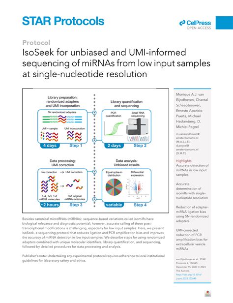 pdf isoseek for unbiased and umi informed sequencing of mirnas from