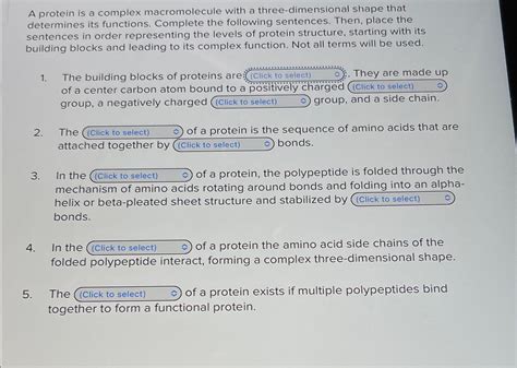 Solved A Protein Is A Complex Macromolecule With A