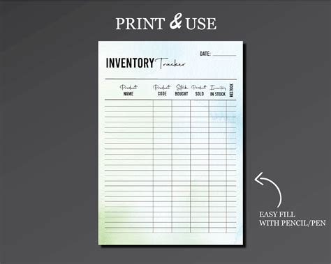 Inventory Tracker Inventory Template Inventory Log Inventory Sheet Inventory Form