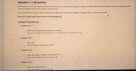Solved Question 1 20 Points Write A Python Code That
