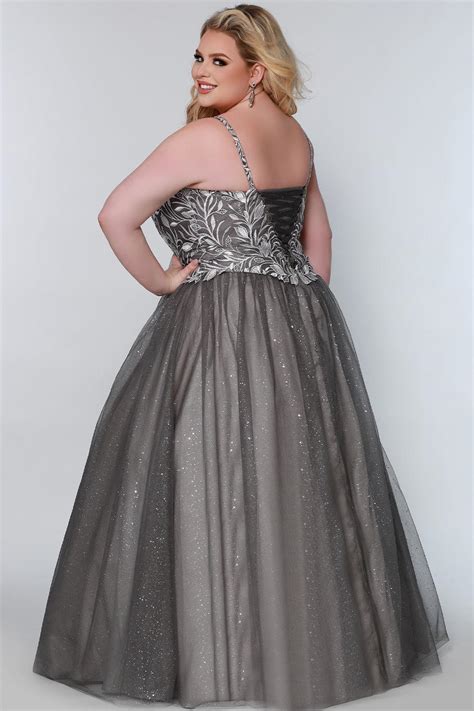 Black Sydneys Closet Sc7329 Long Plus Size Ball Gown Glitter Prom Dress