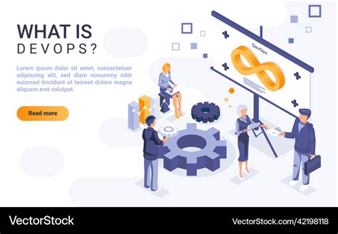 What Is Devops Landing Page Isometric Royalty Free Vector