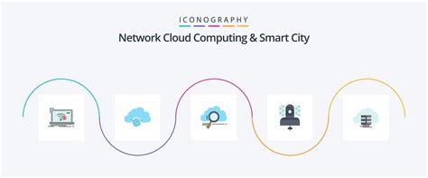 Network Cloud Computing And Smart City Flat 5 Icon Pack Including