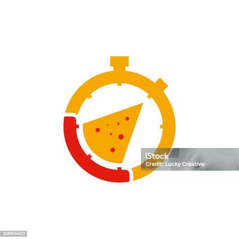 피자 타임 로고 디자인 컨셉 벡터 피자와 스톱워치 로고 템플릿 기호 아이콘 0명에 대한 스톡 벡터 아트 및 기타 이미지 0명