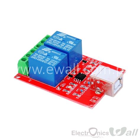 Ewall USB Based 2 Channel Relay USB Programmable Control Switch Module For PC Smart Home