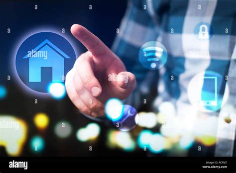 Smart Home And Internet Of Things Iot Concept Man Using Modern House Security Connection And